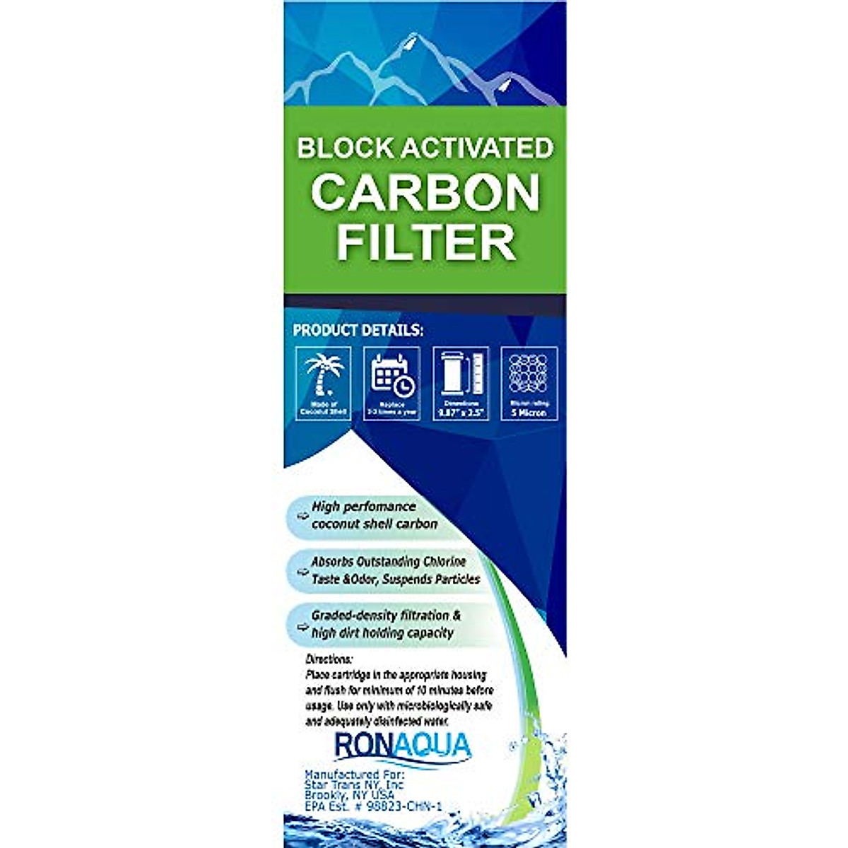 6 Block Activated Carbon 5 Micron Water Filters Set WELL-MATCHED with WFPFC8002, WFPFC9001, WHCF-WHWC, WHEF-WHWC, FXWTC, SCWH-5