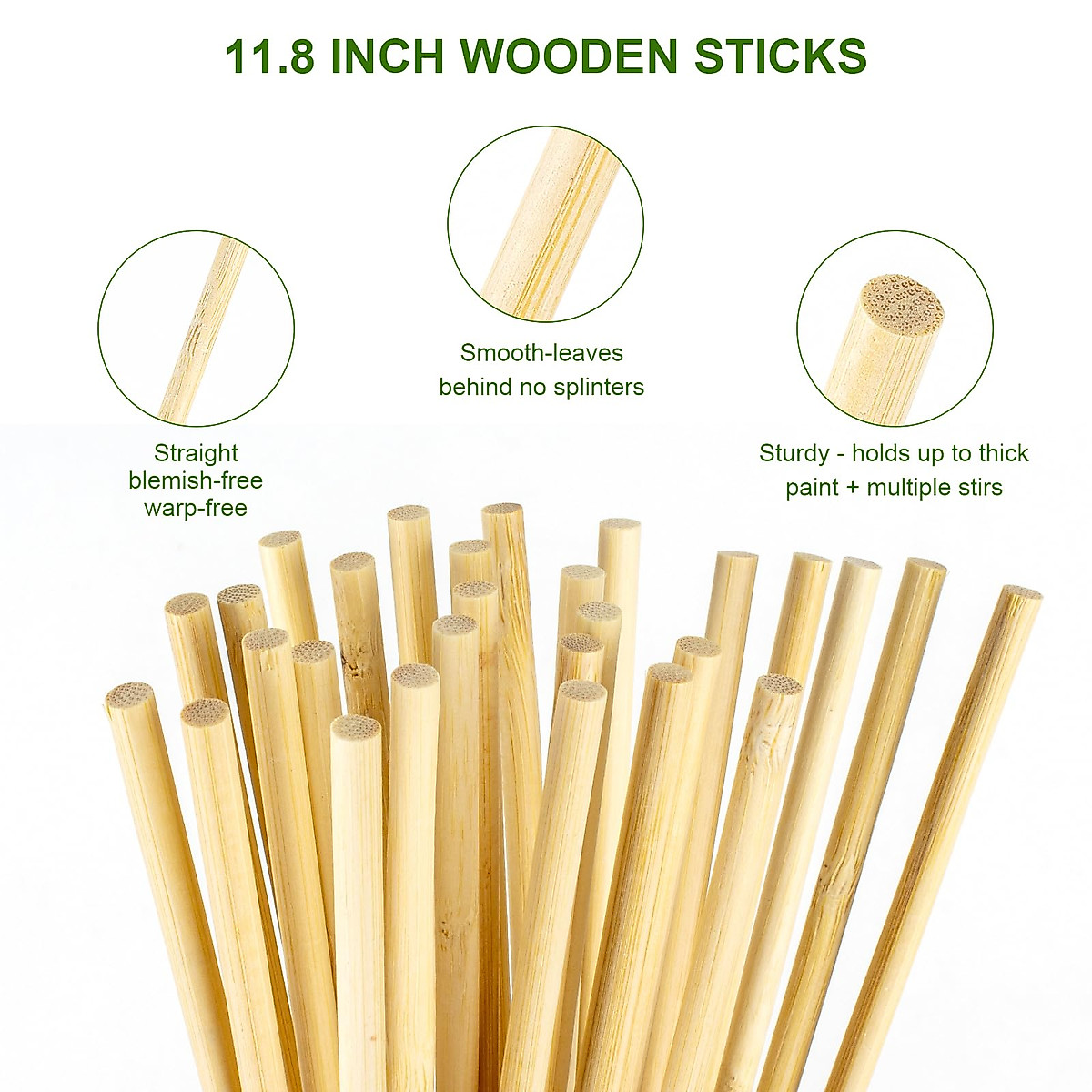 120PCS Wooden Dowel Rods, 1/4 x 8 Inch Round Unfinished Bamboo Dowel Rods, Wood Crafts Sticks Doweling Rods for Crafts and DIYers Arts Projects