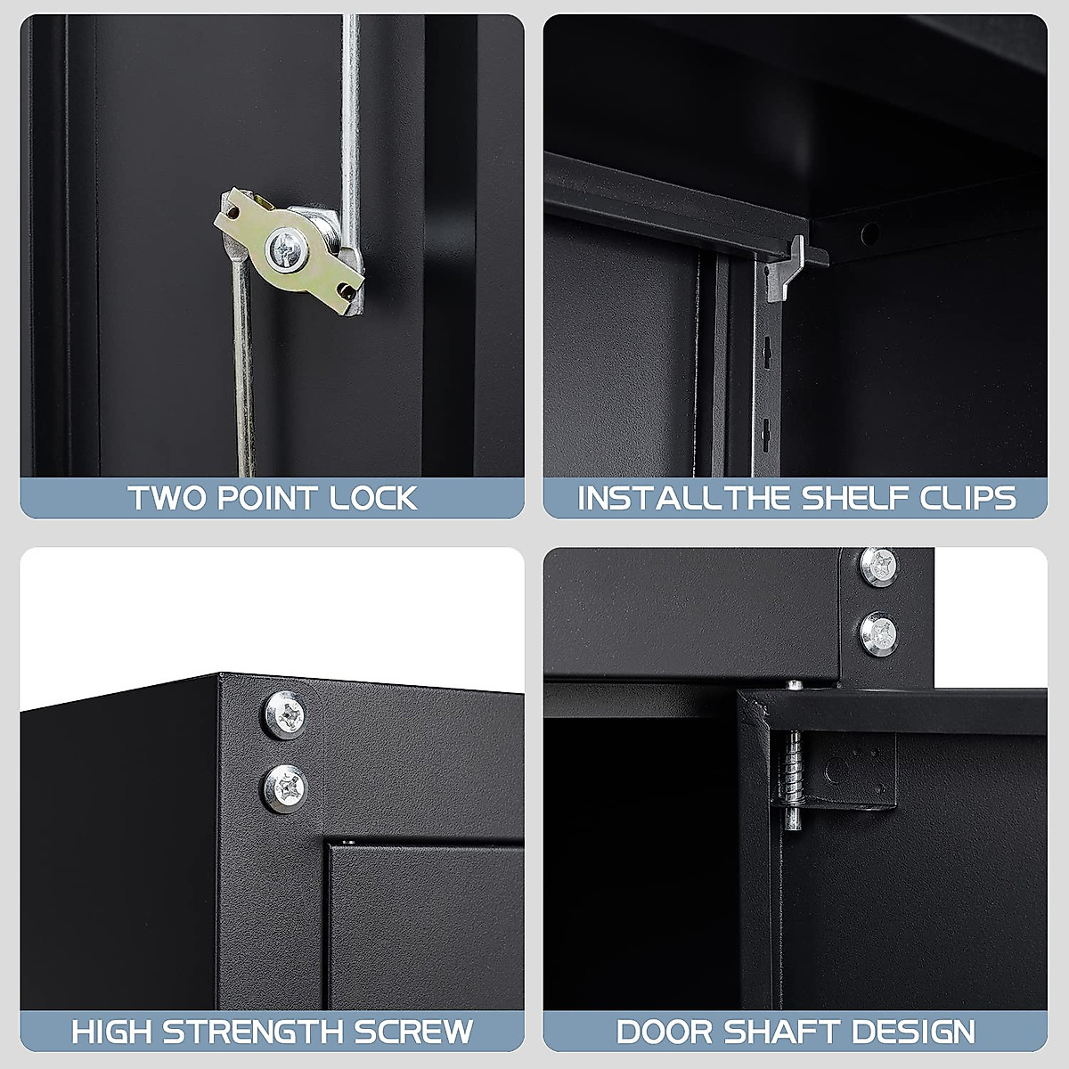 GEDELITE Metal Storage Cabinet with Lock and Doors,Steel Garage Wall Storage Cabinet,Garage Upper Cabinet,Wall Mounted Metal Cabinet for Garage, Black