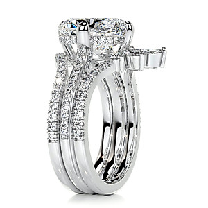 3.25 Carat (ctw) 3pcs Cushion Cut Moissanite Wedding Sets for Women, 925 Sterling Silver Engagement Wedding Ring Set for Her - Size 7