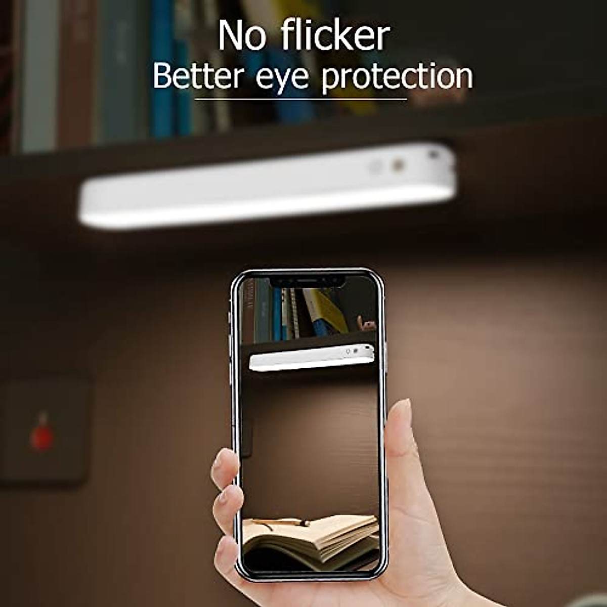 Ousam Led Desk Light Under Cabinet Lights Cordless Protable for Home Office with USB Charging Touch Magnetic for Books in Bed Study Table Built-in Rechargeable Battery (White)