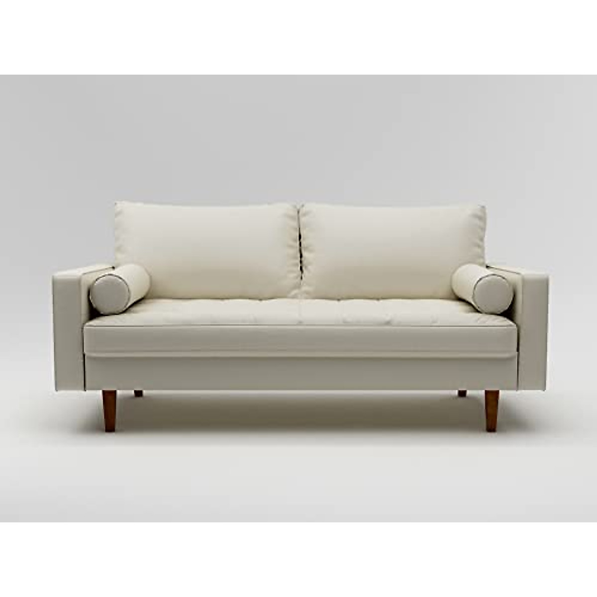 SILKIR 3-Person Sofa Couch for Living Room | Perfect for: Apartment/Studio/Office & Small Space | Poly Fabric | Fast and Easy Assembly Modern Contemporary Mid-Century, Faux Leather, White