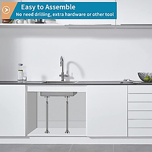 Sanbege 2 Pcs Undermount Sink Brackets Adjustable, Stainless Steel Sink Support Legs, Drill Free Sink Installation and Repair Kit System for Kitchen, Bathroom (19.7"-31.5")