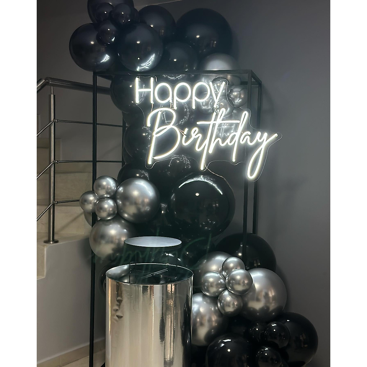 Black and Silver Balloon Garland Arch Kit, 102pcs Black Silver Confetti Latex Balloons for Birthday Bridal Shower Wedding Engagement Anniversary Graduation Theme Decorations