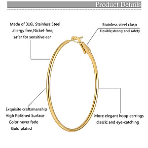 12 Pairs Stainless Steel Hoop Earrings Hypoallergenic Gold Hoops Earrings Set for Women