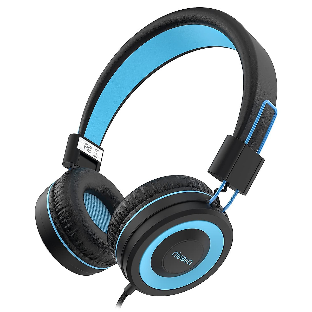 NIVAVA Kids Headphones, K8 Wired Headphones for Kids with Adjustable Headband, 3.5 MM Jack for School, Foldable On-Ear Headset for Girls Boys Kindle Tablet Cellphones Airplane Travel(Blue)