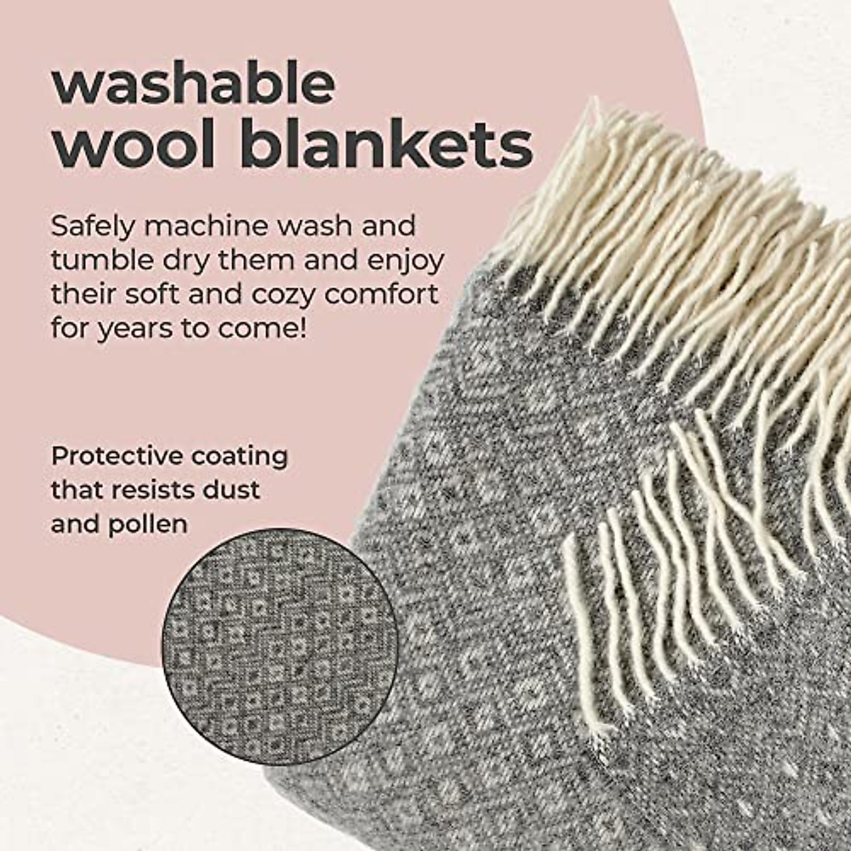 Cozy Blankets - New Zealand Virgin Wool Throw Blanket, Indoor and Outdoor Blankets and Throws, Soft Blanket with Fringes and Tartan Pattern