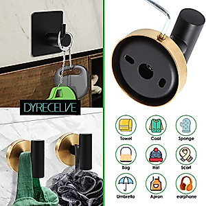 7PCS Bathroom Hardware Set 304 Stainless Steel Bathroom Hardware Set, 16IN Hand Towel Bar Towel Rack Set Wall Mounted, Black Gold Bath Hardware Set 4 Robe Towel Hooks+Toilet Paper Holder+Towel Ring