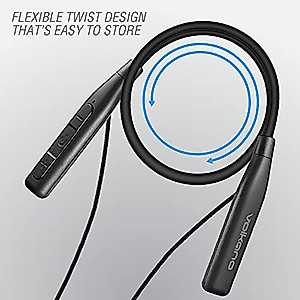 Volkano Wireless Sports Earphones w/Google Assistant/Siri, 8-HR Playtime Audífonos Inalámbricos, Flexible Neckband Bluetooth Earbuds, Compatible w/iPhone/Android, Hands-Free [Black] - Aeon+ Series