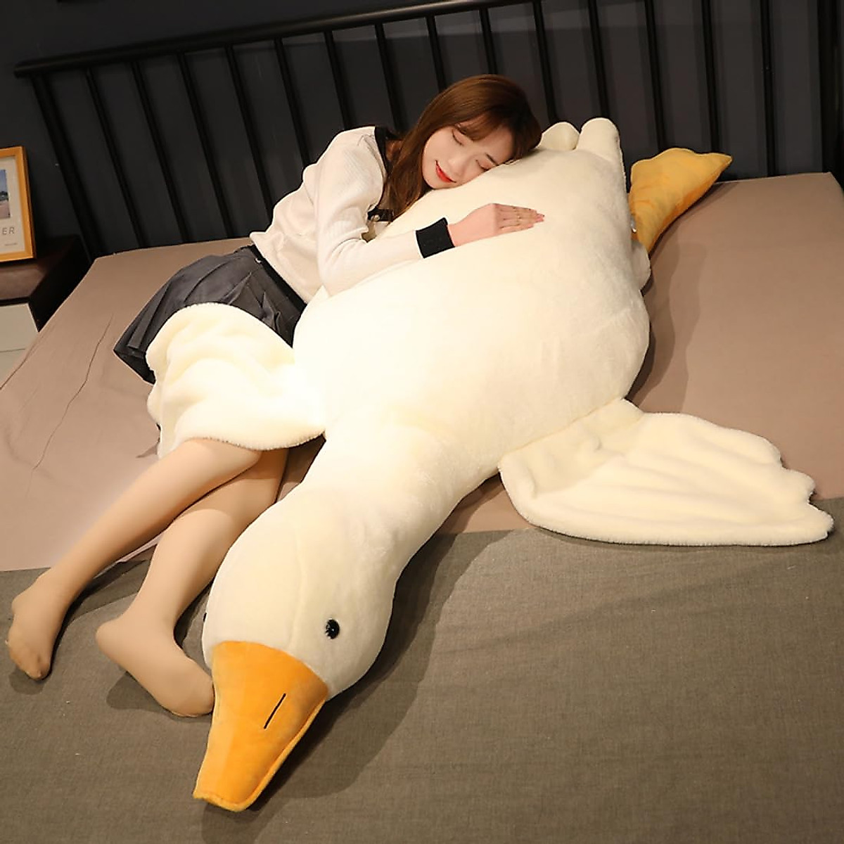 Giant Goose Stuffed Animal, 19.6 Inch Soft White Goose Plush Pillow, Cute Duck Plush Toy Swan Plushie Doll Sleeping Hugging Pillows Gift for Girls Boys