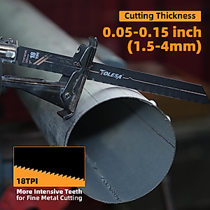 TOLESA 9 Inch Sawzall Blades Metal 10 Pack, 18 TPI Bi-Metal Reciprocating Saw Blades for Metal Pipes, Metal Profiles, Medium & Thin Sheet Metal Cutting