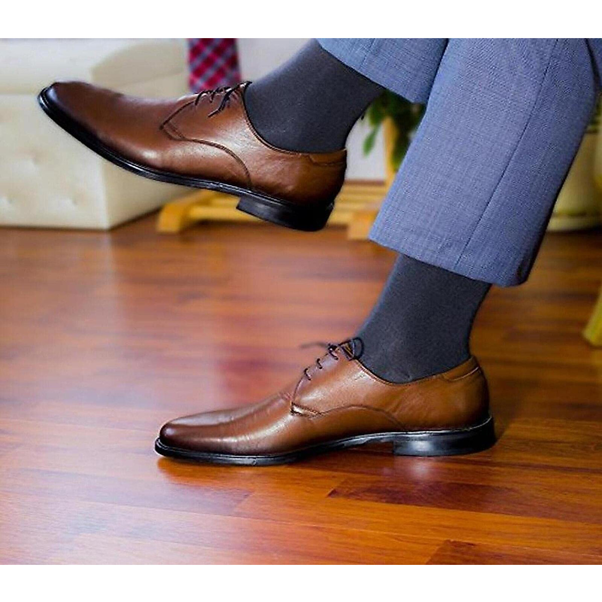 Adabella Mens Premium Bamboo Crew Socks 6 Pairs - Athletic Moisture Wicking Lightweight Seamless Thin Soft Comfortable Socks (Multicolor)