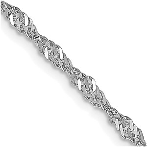 Diamond2Deal 14k White Gold 2mm Singapore Chain Necklace 20" Necklace 3.99g