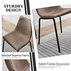 Round Dining Room Table Set with 6 Armless Upholstered Chairs 48"D Circle Kitchen Table with Metal Eedge Tabletop for Dining Room Home Kitchen, Dark Walnut+Black&Light Wheat-6P YCZ2012BW+1179LT