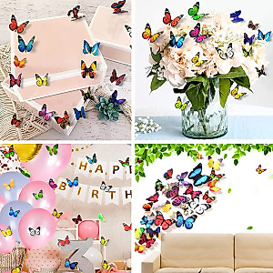 100 PCS Butterfly Dragonfly Wall Sticker, 3D Butterflies Decor Dragonfly Butterfly Decals for Removable Mural Stickers Home Bedroom Decoration