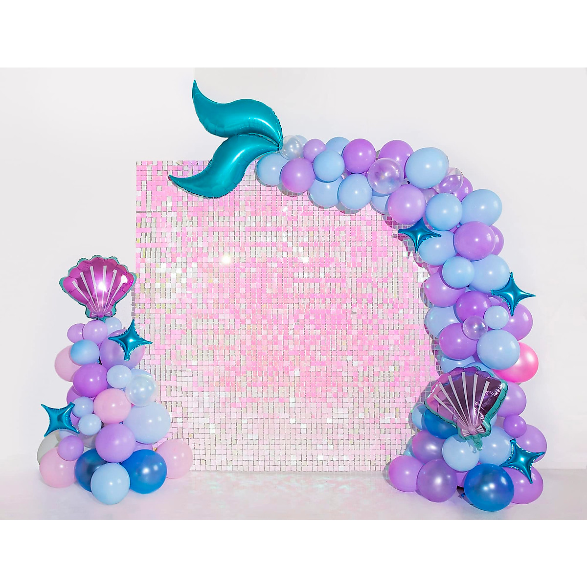 Shimmer Wall Backdrop Panels 24PCS Square Pink Sequin Shimmer Backdrop Decor for Wedding, Anniversary, Birthday Party Decoration.