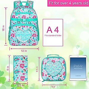 ZLYERT 3PCS Unicorn Backpack for Girls, Kids Bookbag for Preschool Elementary Students, 16" Sequin Backpacks with Lunch Box for Girl - Pink