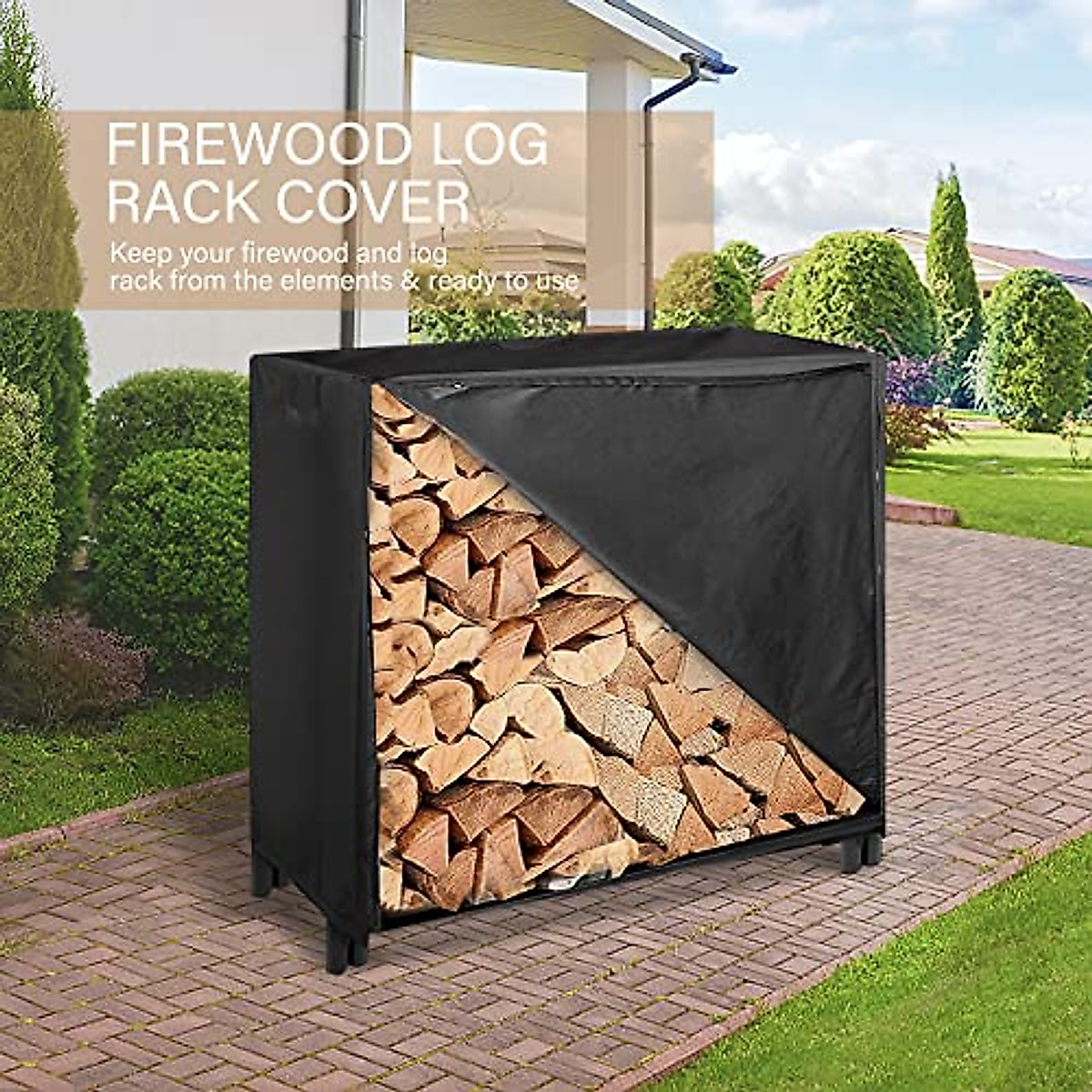 LIBMALL 4ft 600D Oxford Heavy Duty Waterproof Outdoor Firewood Log Rack Cover