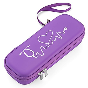 Caseling Hard Stethoscope Case Compatible with 3M Classic III, Lightweight II S.E, Cardiology IV Diagnostic, Includes ID Slot and Mesh Pocket for Nurse Accessories (Purple - Pu Leather)