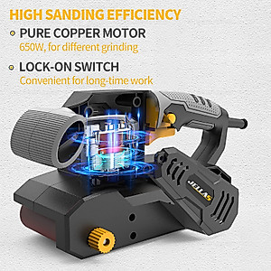 Belt Sander, Jellas 2 in 1 Belt & Bench Sander, 3x18 inch Belt Sanders for Woodworking with 12Pcs Sanding Belts, Dust Bag, Vacuum Adapter, 3m Power Cord to Remove Wood, Paint, Stain