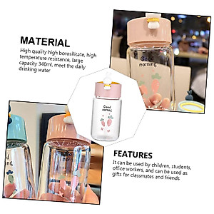 LIFKOME Glass Drinking Bottle 1pc Rabbit Glass Water Cup Cup with Lid Drinking Glasses with Lids Cartoon Water Cup Pudding Jars Water Jars with Lids Cartoon Drinking Cup Fresh