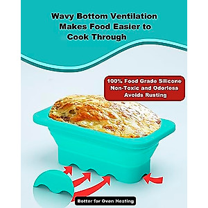 Hitseon Meatloaf Pan with Drain Tray, 2 in 1 Foldable Loaf Pans for Baking Bread, Dishwasher Safe Metallic Nonstick Coating Bread Pan with Silicone Rack for Oven Cooking (Gray)