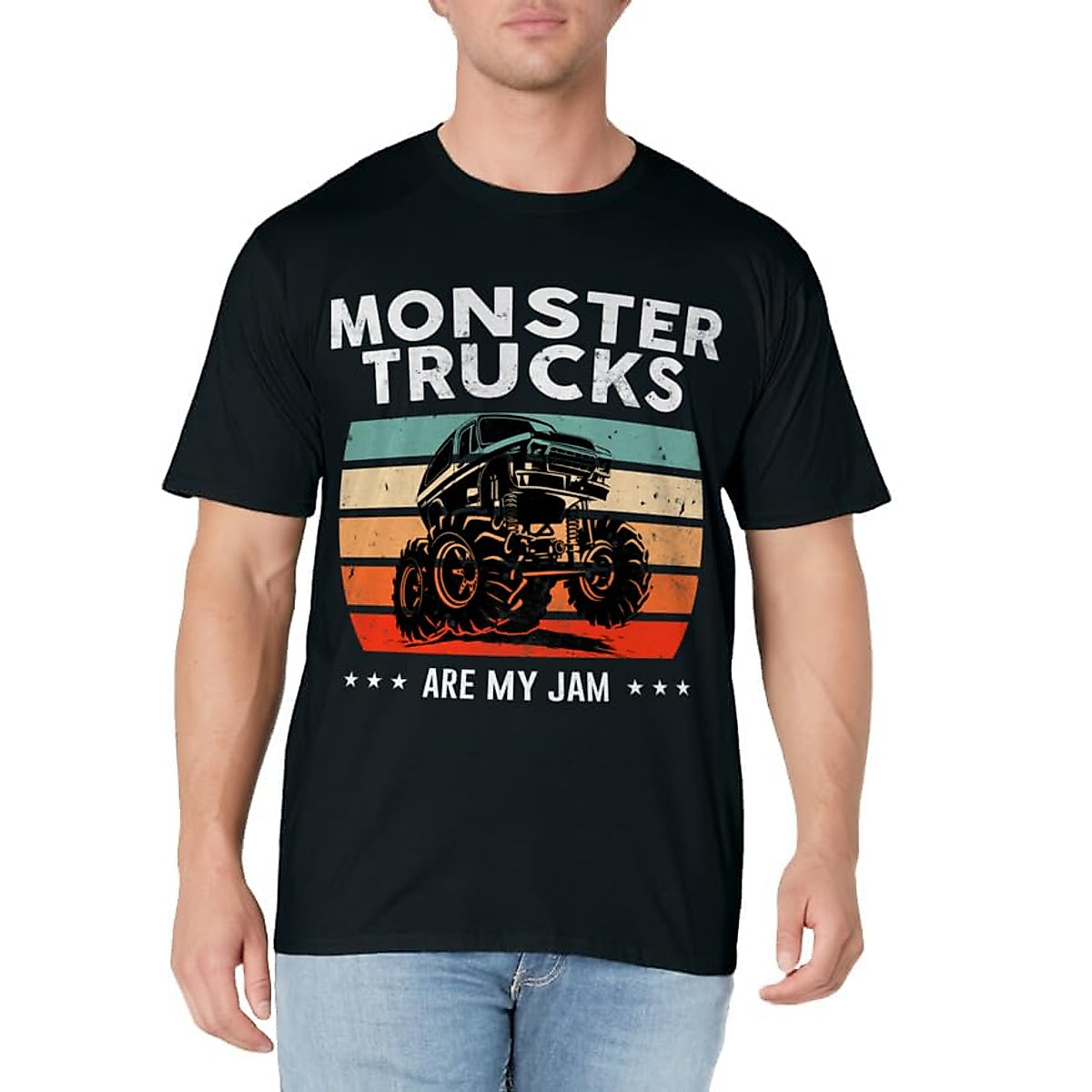 Vintage Monster Truck Are My Jam Retro Sunset Cool Engines T-Shirt