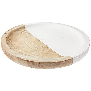 Mud Pie Paulownia Round Tray Set, small 14" dia | large 16" dia, White