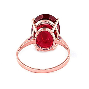 Galaxy Gold GG 14k Solid Rose Gold Ring 7.5 ct Oval-Shaped Ruby - Size 7