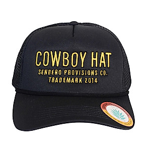 Sendero Provisions Co. Cowboy Hat Embroidered Logo Snapback Trucker Cap One Size (Black/Gold)