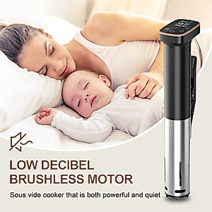 Sous Vide Cooker, 1100W Sous Vide Machine, Ultra-quiet Fast-Heating Immersion Circulator Precise Cooker with Big Touchscreen Accurate Temperature and Time Control, IPX7 Waterproof