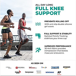 MODVEL Knee Braces for Knee Pain Women & Men - 2 Pack Knee Brace for Knee Pain Set, Knee Brace Compression Sleeve, Knee Braces for Knee Pain Meniscus Tear, ACL & Arthritis Pain Relief - Knee Sleeves