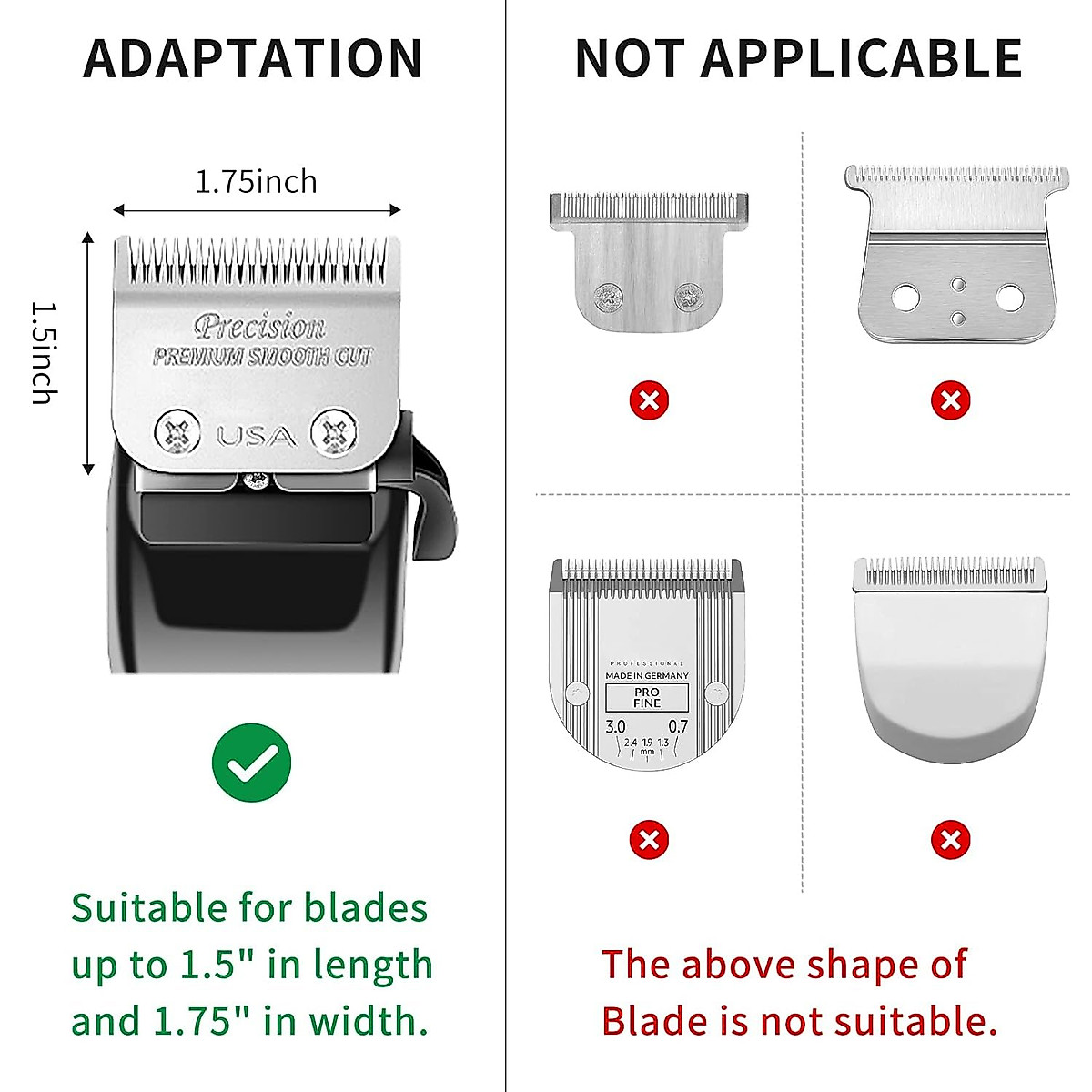 Yinke for Wahl Clipper Guards Set, Hair Guide Combs with Metal Clip, 2 Cutting Lengths 1/8 & 3/8 inch, Fits Most Cordless/Cord Wahl Clippers (Black)