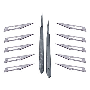 Surgiskill Pack of 2 Scalpel Handle # 3 and 10 Pcs. Scalpel Blades #11, Best for Craft Card Making, Cutter Podiatry, Dermaplaning, Dental, Medical & Vet Students