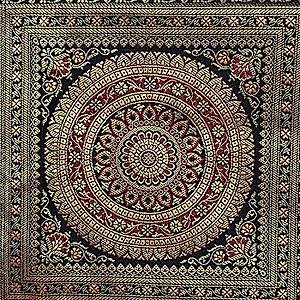 DecorHack by Arusaya Rajasthani Hand Art Mandala Design Work Dining Table Home Decorative Table Runner Linen (Black,60X16 Inch)