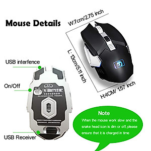 Wireless Rechargeable Backlit Keyboard and Mouse Combo,Soke-Six 2.4G Full-Size Mechanical Feel Gaming Keyboards with USB 2400DPl Mice,Adjustable Breathing Lamp,Anti-Ghosting (Black& Mix Light)