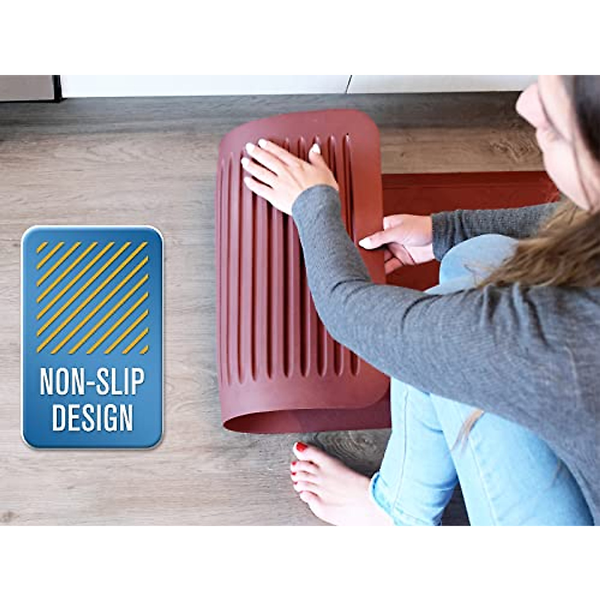 nbstep Anti Fatigue Mats for Kitchen Floor – 3/4 Inch Thick Comfort Kitchen Mat, Standing Desk Mat – Cushioned Memory Foam at Kitchen House Sink Office – Non Slip, Waterproof – Medium 17" x 39" Red