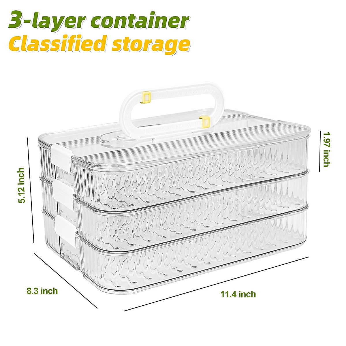 JOBVERT Deli Meat Container for Fridge, Lunch Meat Container for Refrigerator with Lids, 3 Layer Bacon Cheese Cold Cuts Storage Containers for Fridge Organizers and Storage