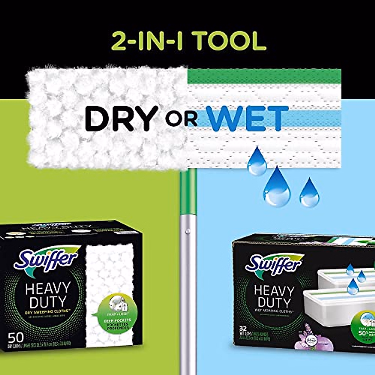 Swiffer Sweeper Dry + Wet Multi Sweeping Kit (1 Sweeper, 7 Dry Cloths, 3 Wet Cloths)