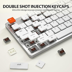 Low Profile Mechanical Keyboard for Mac, 87 Keys Brown Switch White Backlit Apple Keyboard Type-C Wired, Ultra-Slim Quiet Gaming Computer Keyboard for MacBook Pro/Air, iMac, Mac Mini