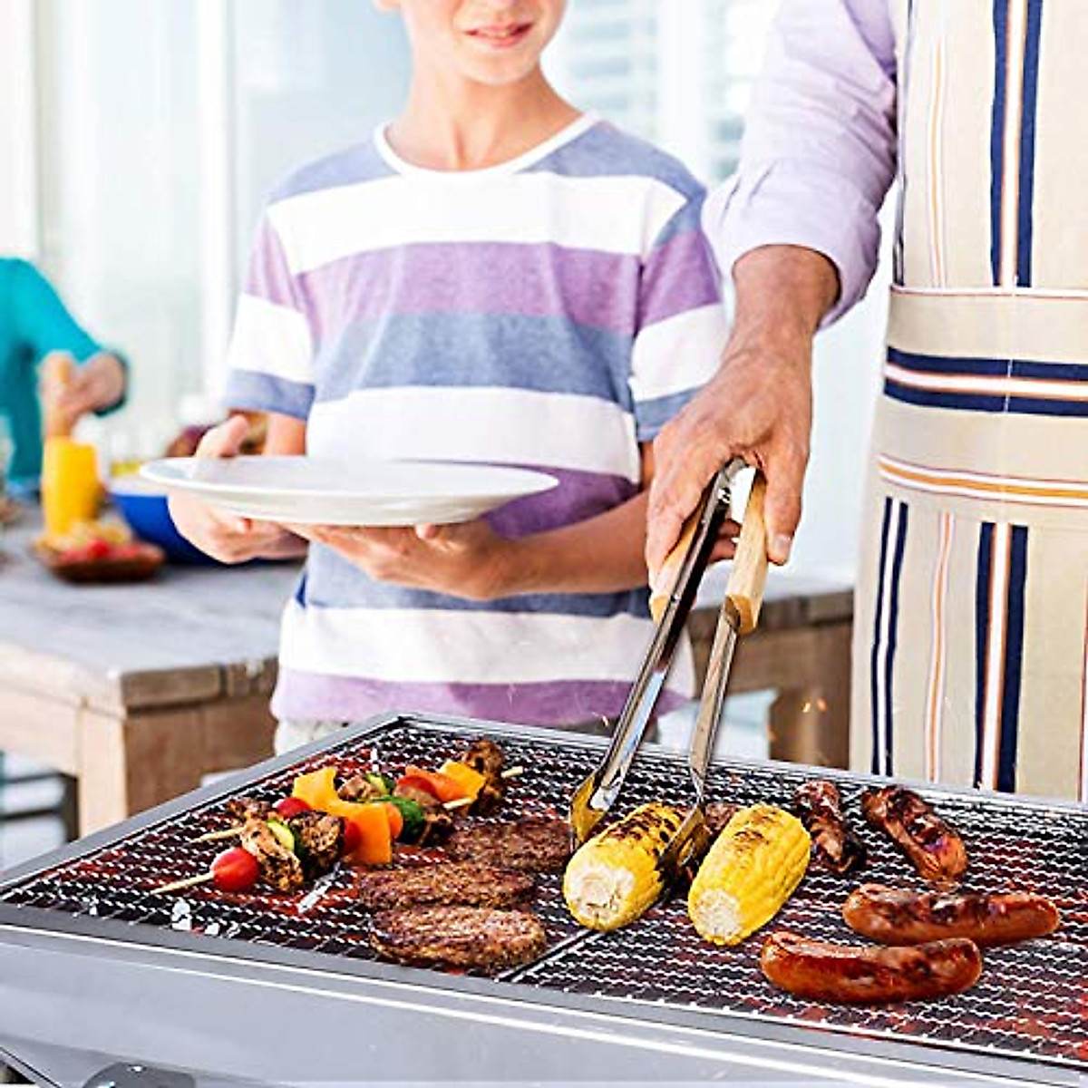 Barbecue Charcoal Grill Stainless Steel Folding Portable BBQ Tool Kits for Outdoor Cooking Camping Hiking Picnics Tailgating Backpacking or Any Outdoor Event (Large)