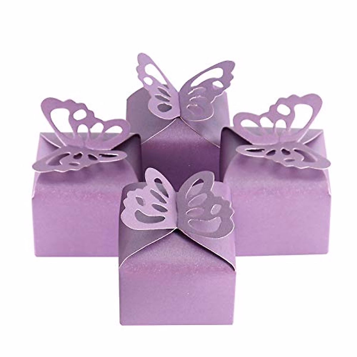 Kslong 50pcs Purple Butterfly Favor Boxes Girl Baby Shower Butterfly Candy Box Decoration Party Birthday Wedding Small Gift Boxes (Purple)