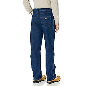 Dickies mens Active Waist 5-pocket Flex Performance Denim Jeans, Rinsed Indigo Blue, 34W x 32L US