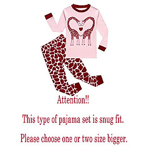 Family Feeling Baby Girls Giraffe Pajamas Cotton Long sleeve Love Pink Infant Kid 18-24 Monthes