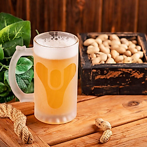 Tricorn Sandblasted Glass Beer Stein, 17 oz, Frozen Glass, Gift For Him, Gamer Gifts, Personalized Beer Mug Glass, Geek Groomsmen Gift, Gift Ideas For Men, Gift For Daddy