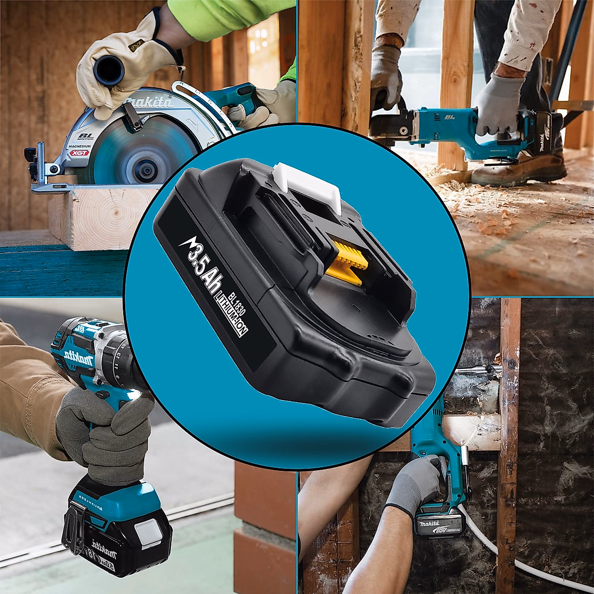 POWTREE Upgraded 3.5Ah 2Packs BL1860B Battery and DC18RD Charger Compatible with Makita 18V Battery BL1860 BL1850 BL1850B BL1840 BL1840B BL1830 BL1830B BL1815B LXT400 18-Volt Power Tools Batteries