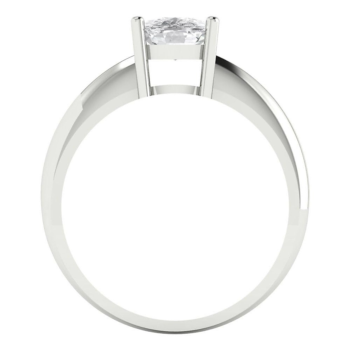 1.5 Ct Brilliant Cushion Cut Clear Simulated Diamond 14K White Gold Solitaire Engagement Promise Bridal Ring Size 7.5
