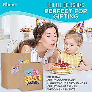 Brown paper bags with handles 100 pack 50pcs of 6.25"x3.5"x8" & 50pcs of 8"x4.5"x10.5" - paper bag, well made quality bags, brown bags with handles bulk, kraft paper bags bulk, small paper bags