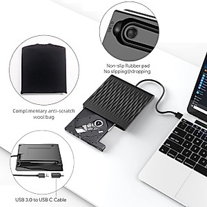 YOTUO External DVD Drive for USB 3.0 Type C, Portable DVD Write CD Burner RW ROM Optical Drive Player Reader Disk Disc with Laptop Desktop PC Windows 11/10/8/7, Mac Pro/Air MacBook, Linux (SY-IDD021)