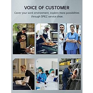 SPIEZ Mens Waterproof Non Slip Shoes, SRC Certification Food Service Shoes, Breathable Lightweight Slip Resistant Work Shoes Black US7.5-12